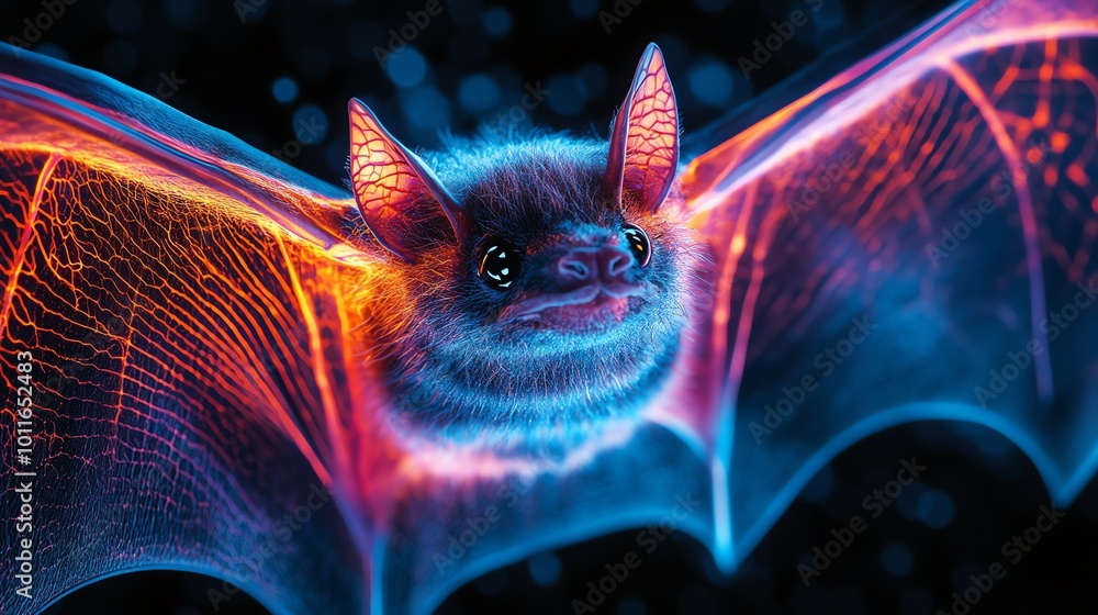 Vibrant neural network inside a bat s body showing echolocation nerves ...
