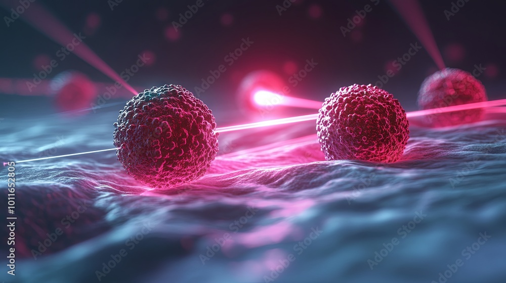 Visual representation of lasers focusing on cancer cells during ...