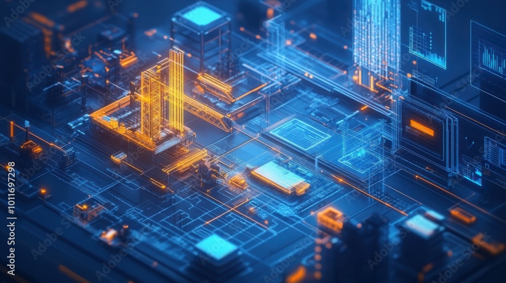 Infrastructure development scene featuring engineers reviewing ...