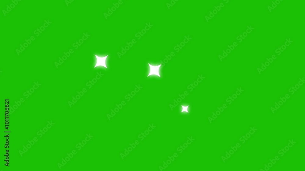 Glowing stars sparkle on transparent background. 4K Chroma key animation. Twinkling stars ...