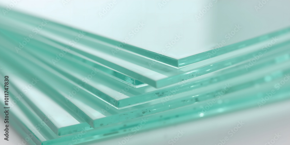 Transparent glass sheets in stacked arrangement for architectural ...