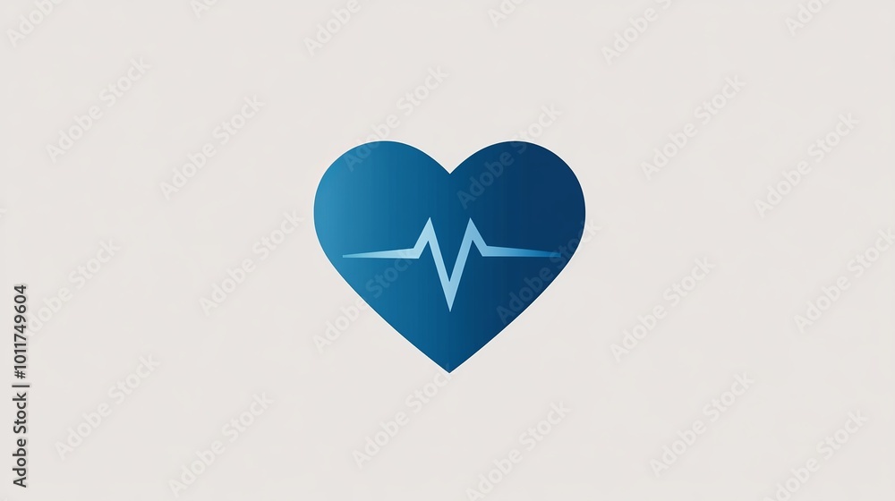 A blue heart with a pulsing line inside, representing a heartbeat. This ...