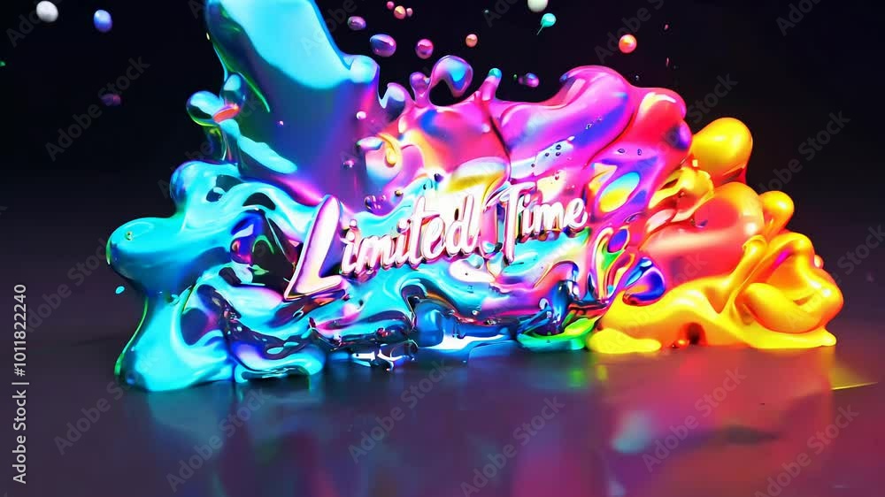 Dynamic Colorful Liquid Animation with "Limited Time" Text Effect Stock ...