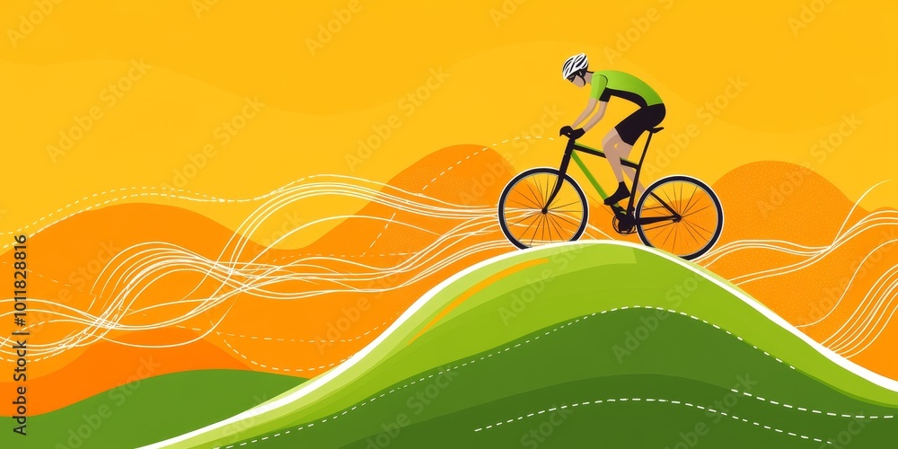 Cyclist Climbing a Steep Hill: Illustrate a cyclist pushing through the ...