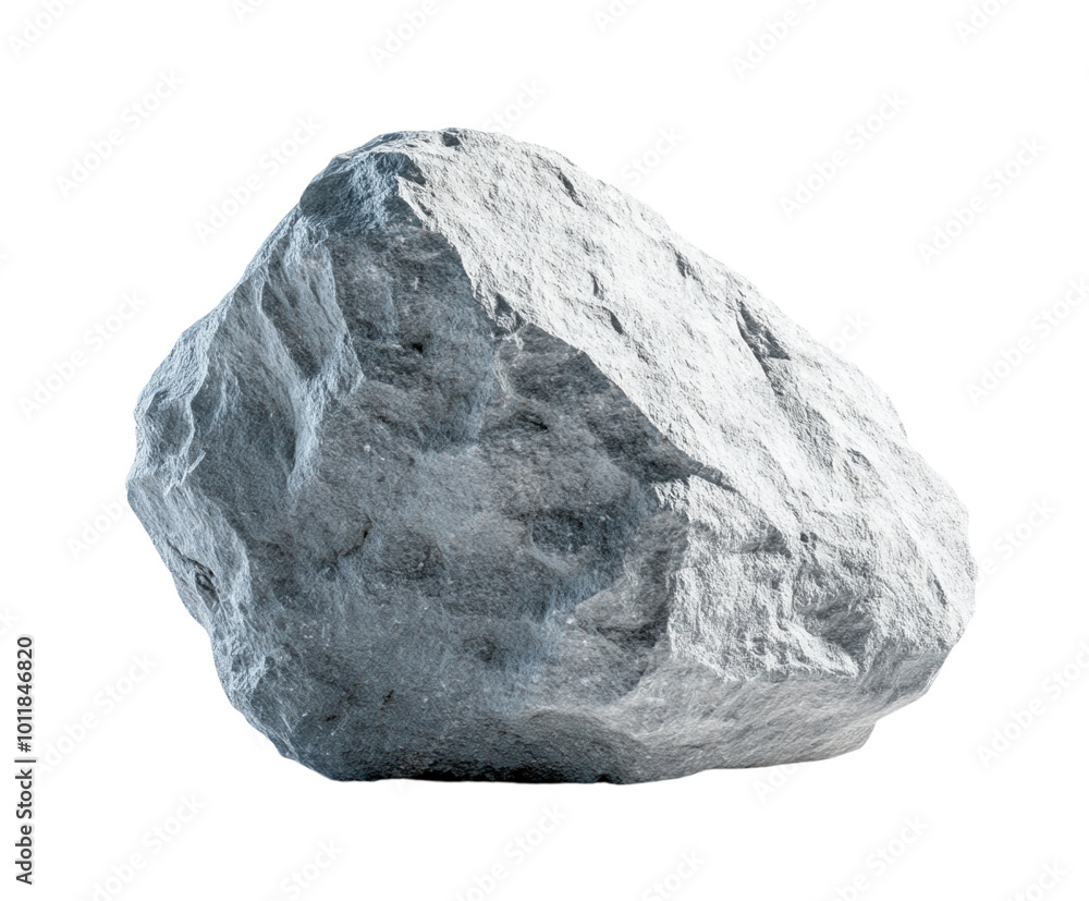 Silver metallic rock on a white background, centered and well-lit from ...
