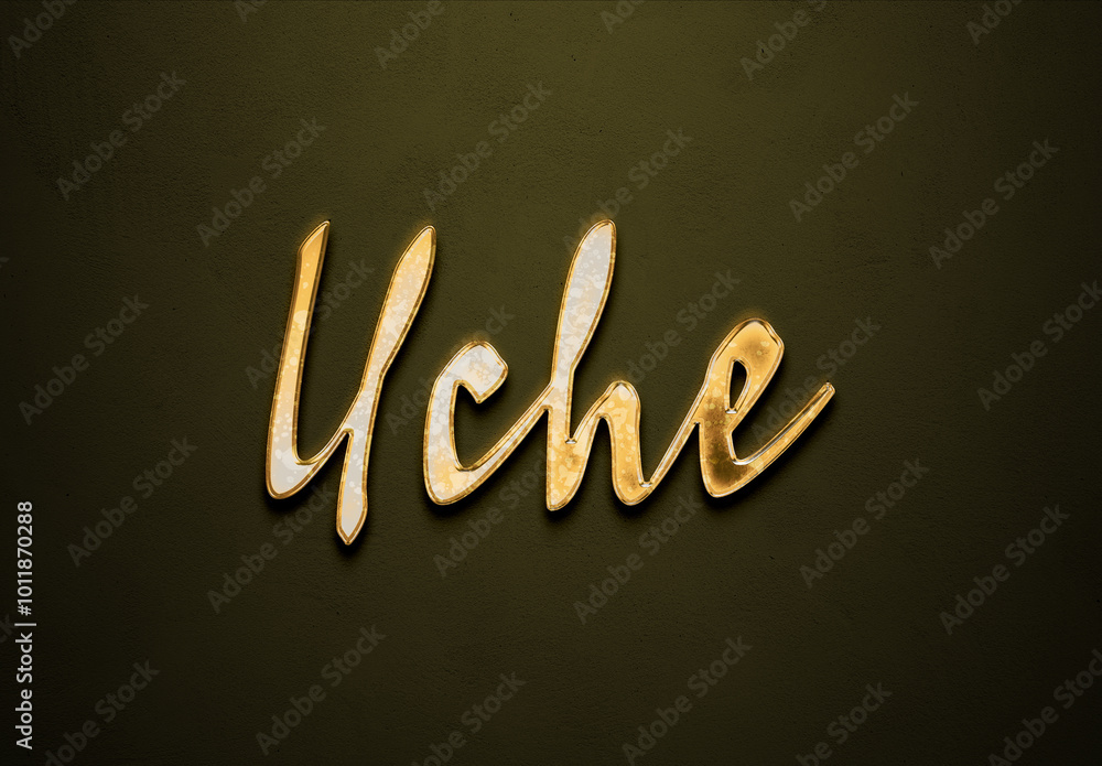 Poster Old gold text effect of Nigerian Pidgin name Uche with 3D glossy ...