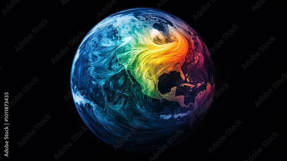 A global view of Earth's atmospheric pressure systems, with color-coded ...