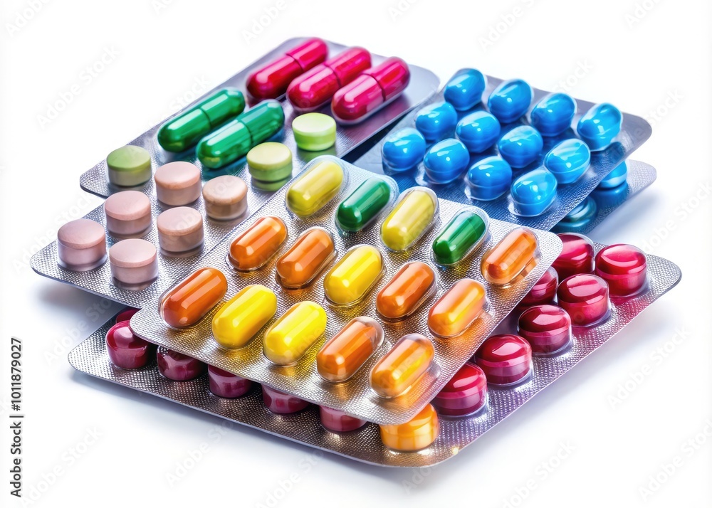 Blister Pack Display with Various Medications and Supplements on a ...