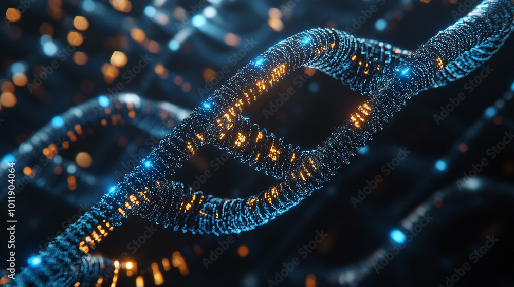 DNA rotation from hexadecimal code 3d illustration, DNA code structure ...