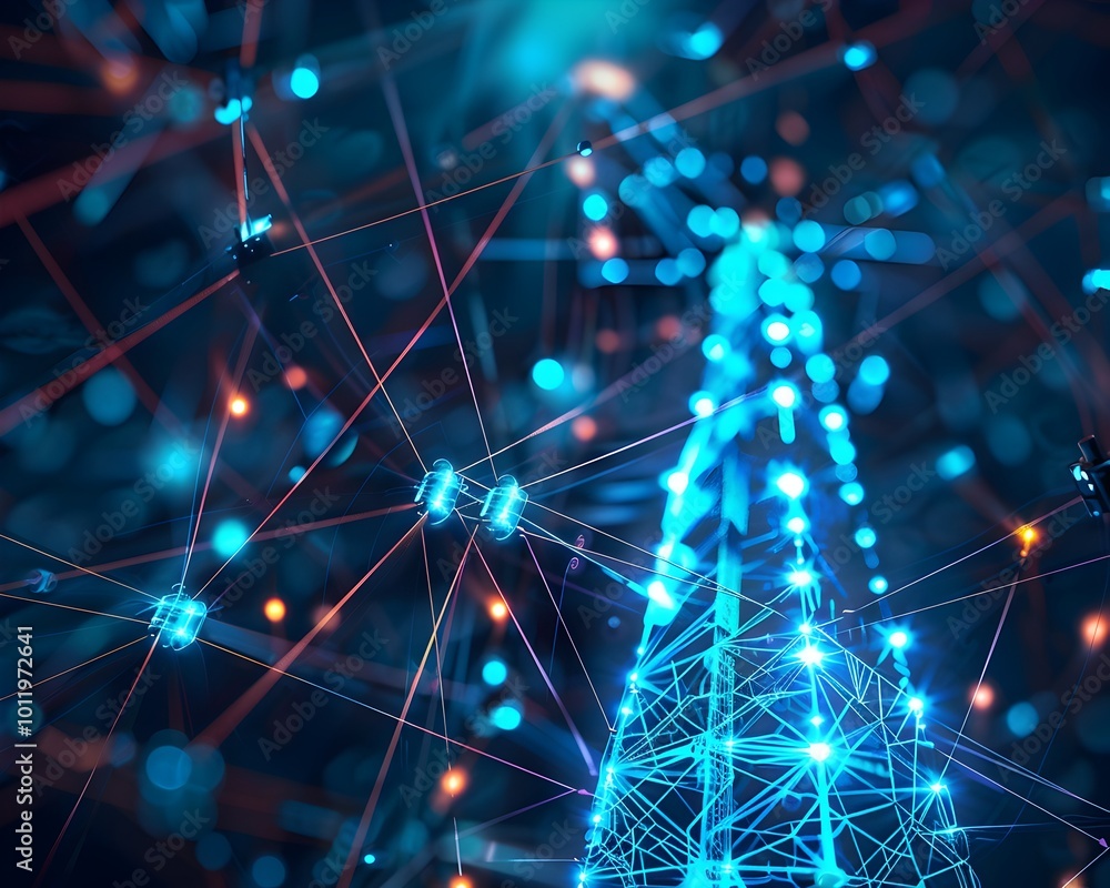 Futuristic Energy Grid Harnessing Renewable Power in a Glowing ...