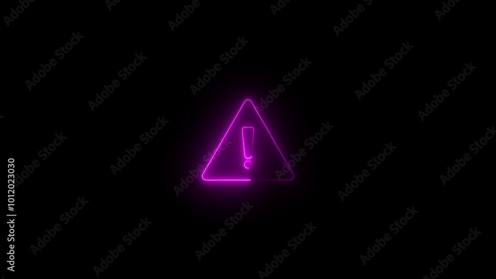 Neon glowing Warning attention sign, exclamation mark, attention sign ...