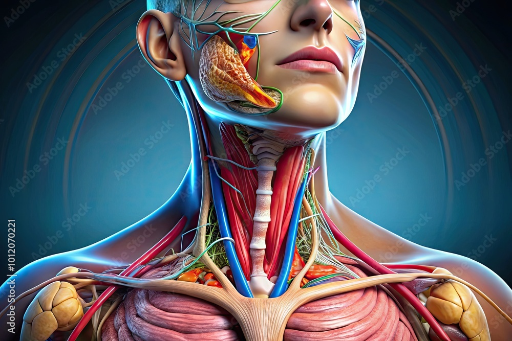 ภาพประกอบสต็อก Detailed Anatomical Diagram of the Human Throat ...