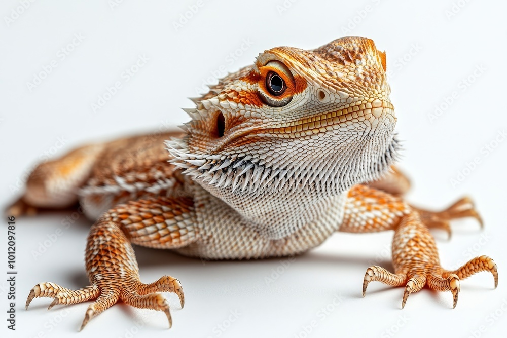 Studio shot of exotic lizard pet of bearded dragon species with sharp ...
