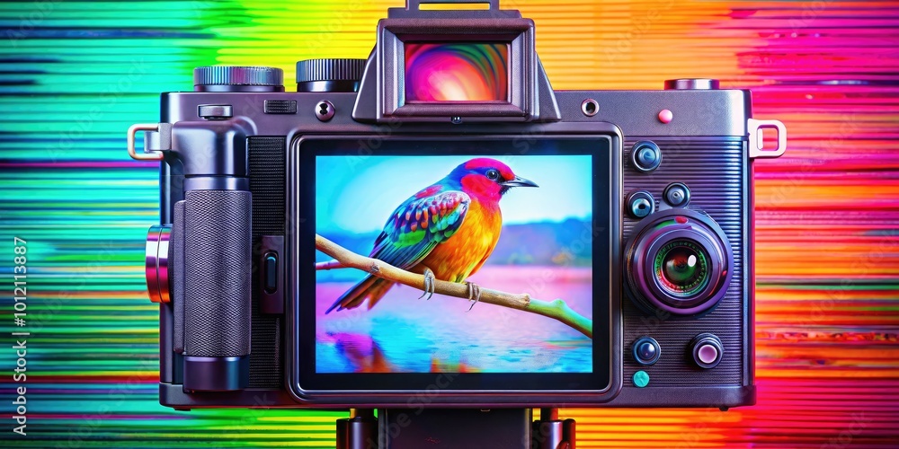 Digital Please Stand By Screen with Glitch Effect and Colorful ...
