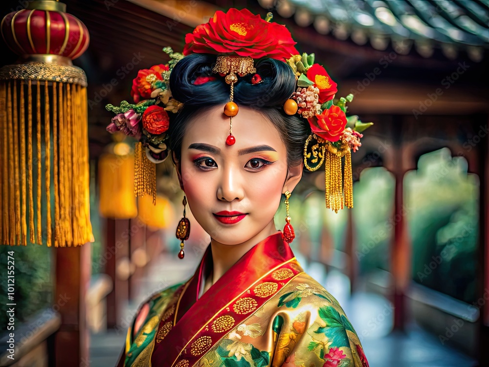 Elegant Chinese Woman Dressed in Traditional Attire Showcasing Cultural ...