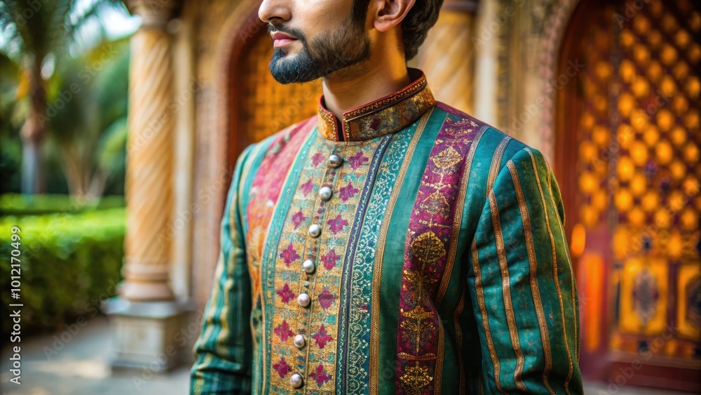 Elegant Nehru Collar Design on Traditional Garment Showcasing Heritage ...