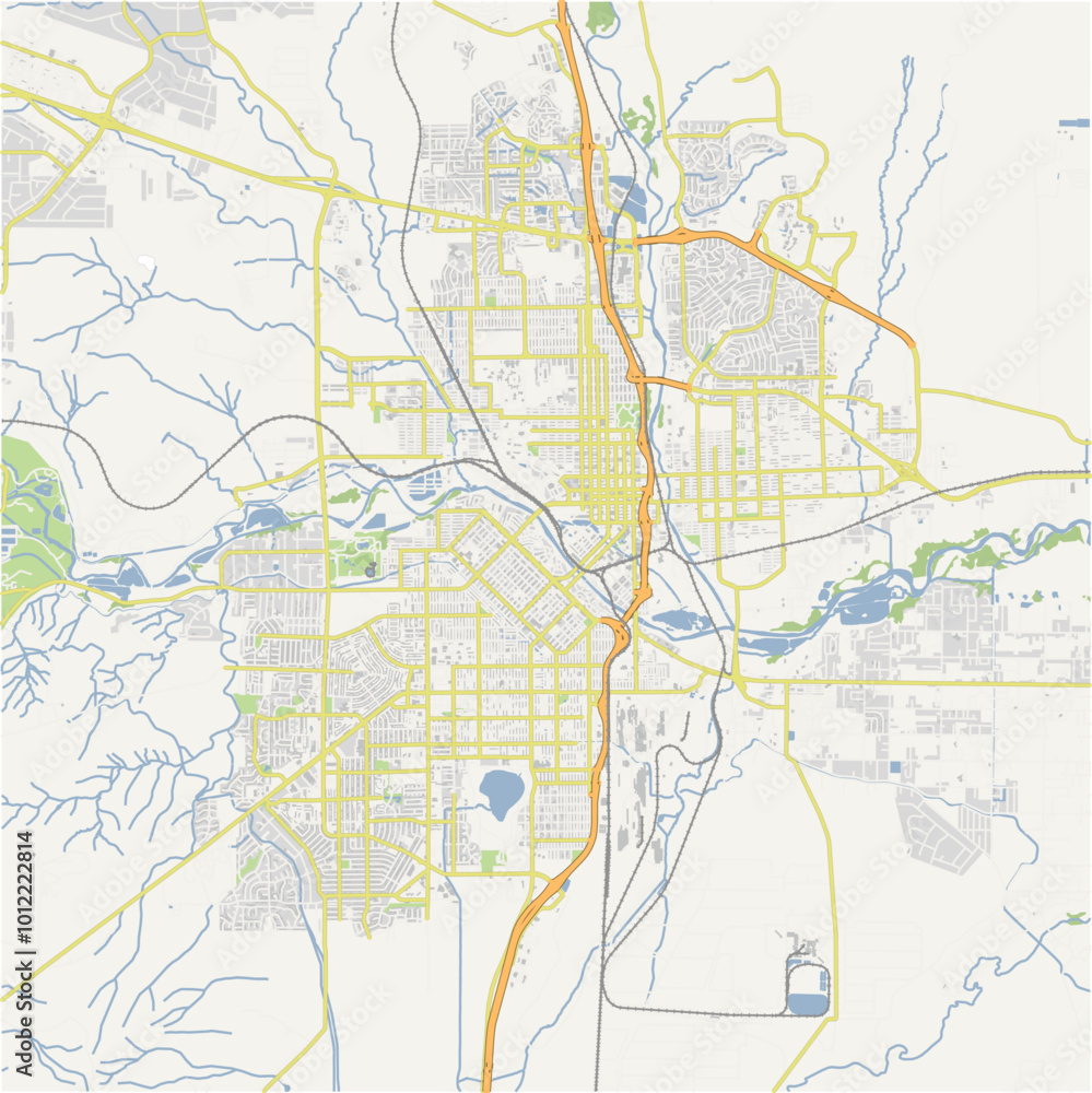 Map of Pueblo in Colorado in a normal road map style. Contains layered ...