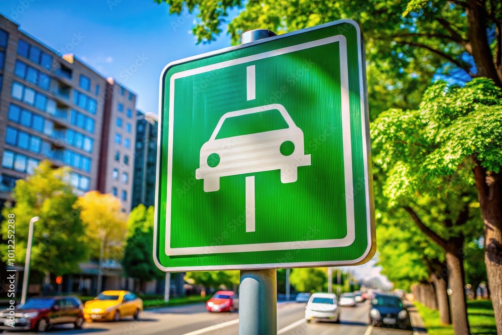 Green Traffic Sign Indicating Directions and Regulations for Safe ...