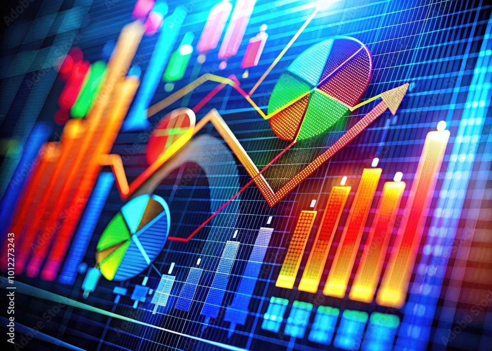 Icon representing investment risk with financial charts and symbols ...