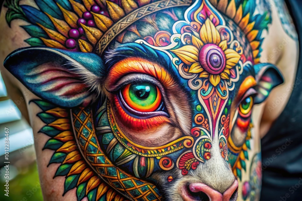 Intricate Goat Eye Tattoo Design on Skin with Detailed Artwork and ...