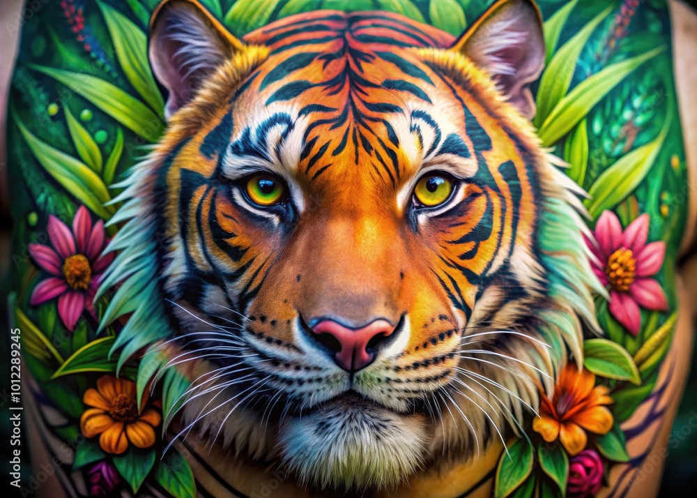 Intricate Tiger Face Tattoo Drawing Showcasing Detailed Artistry and ...