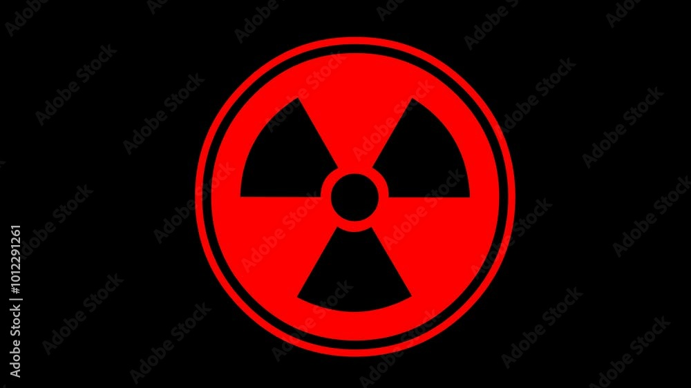 video animation red symbol radioactive alert, on a transparent ...