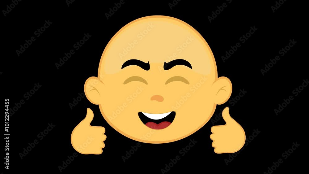 video animation yellow face emoticon character cartoon illustration, with a happy expression and ...
