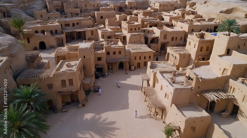 Traditional Arabian Old Mud Houses Village in the Desert | Historical ...