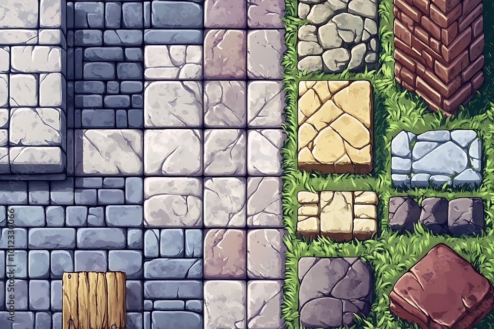 Top down view of various medieval tileable textures for game design ...