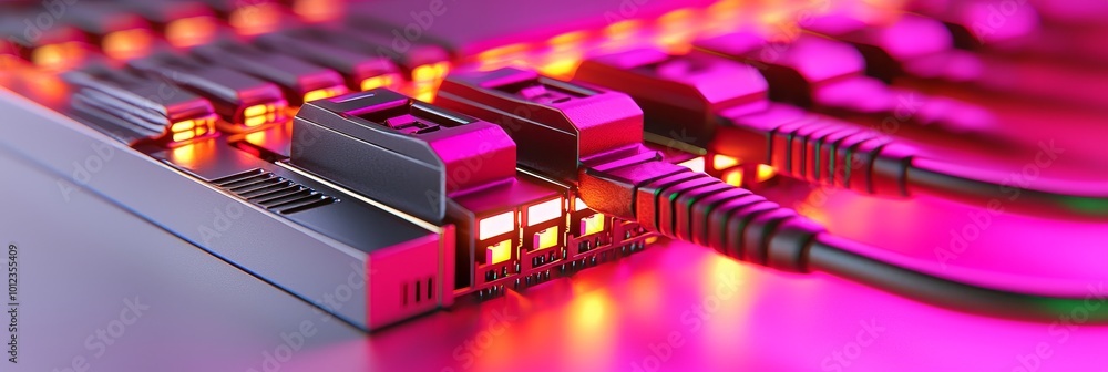 In this image, an internet cable is being plugged into the back end of ...