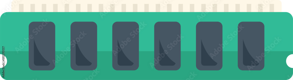 Green ram memory card is lying and waiting to be installed into the ...