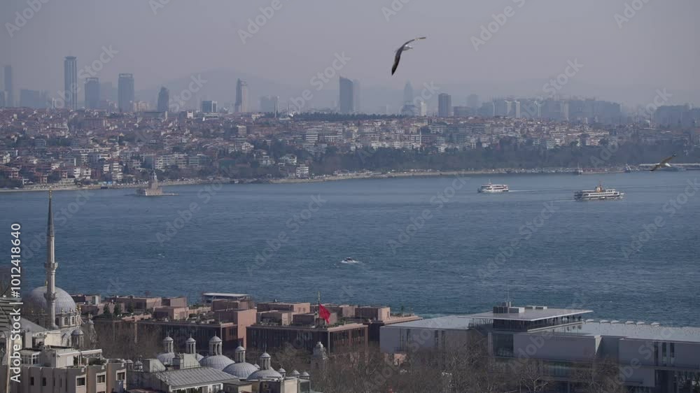 amazing istanbul bosphorus view and istanbul sea traffic. istanbul ...
