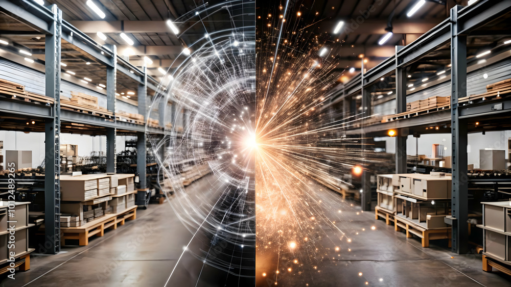 Flat Quantum Entangled Supply Chain Concept: Illustrating Instant ...