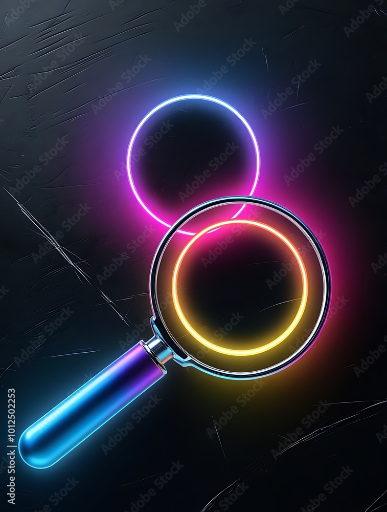magnifying glass, search and internet for information, research and ...