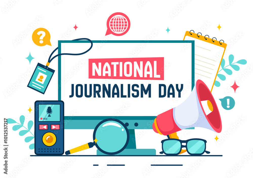 National Journalism Day Vector Illustration Recognizing and ...
