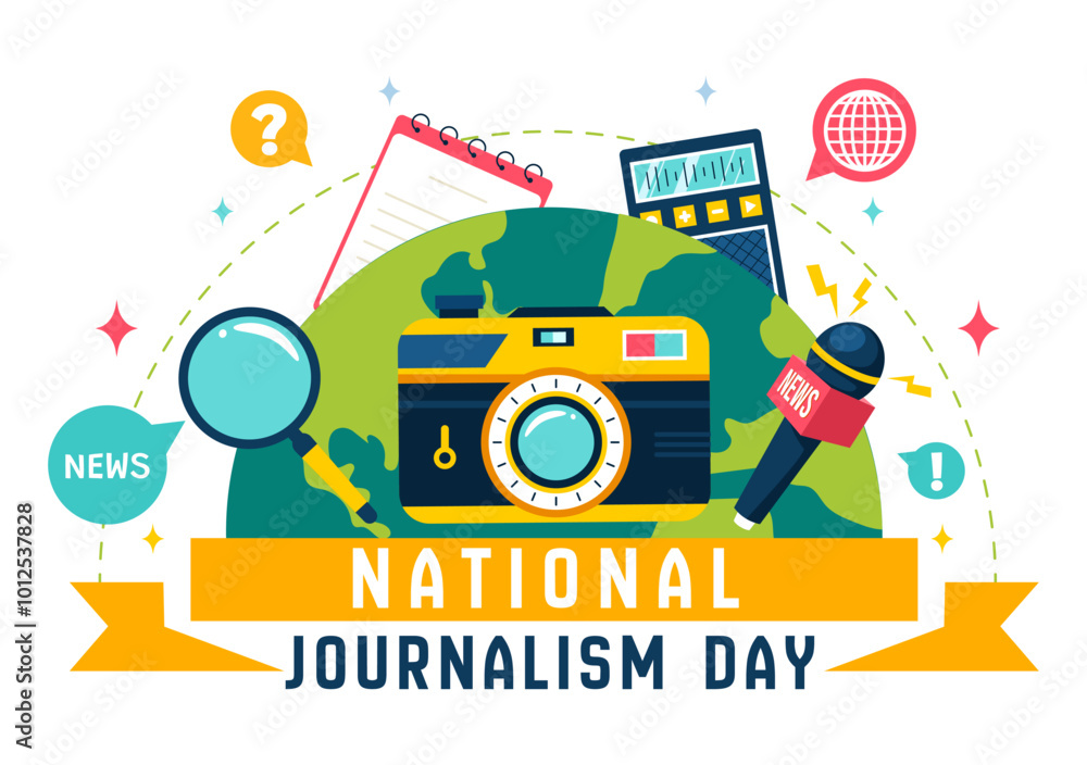National Journalism Day Vector Illustration Recognizing and ...