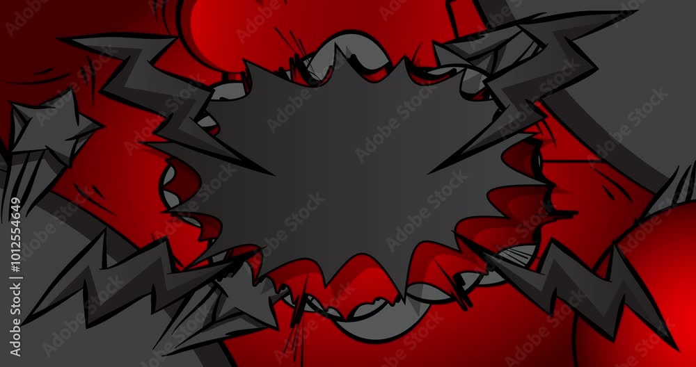 Cartoon black and red comic book background animation. Retro comics pop ...