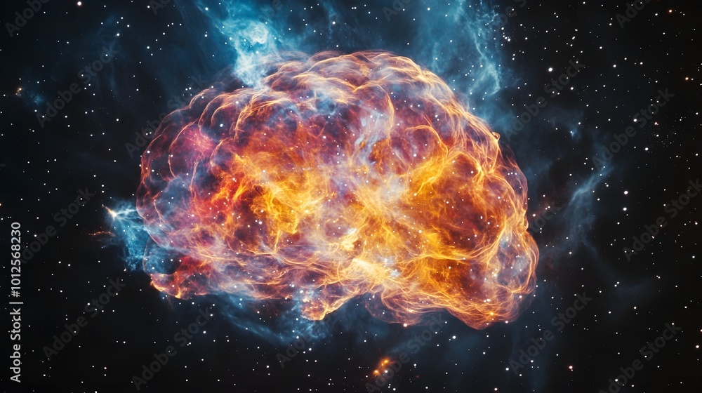 An awe-inspiring depiction of a luminous, multicolored nebula ...