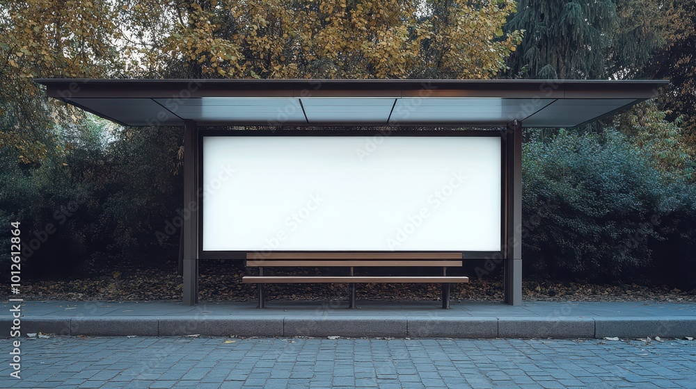 bus shelter at busstop blank white lightbox empty billboard bus shelter ...