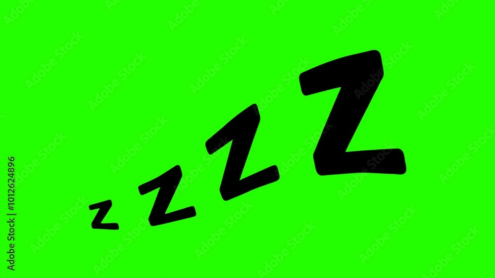 Black zzz sleep symbol animation on green screen background, 2d motion ...