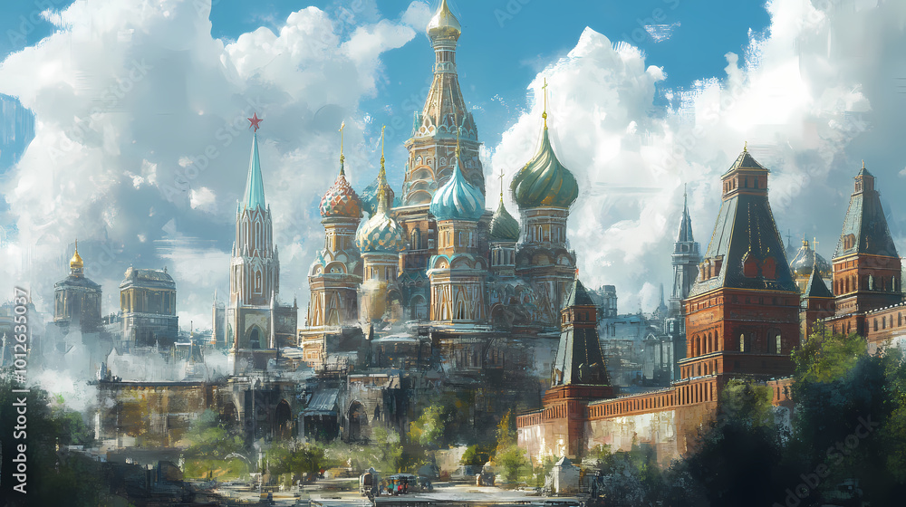 Russian city scene of the future created with generative ai technology ...