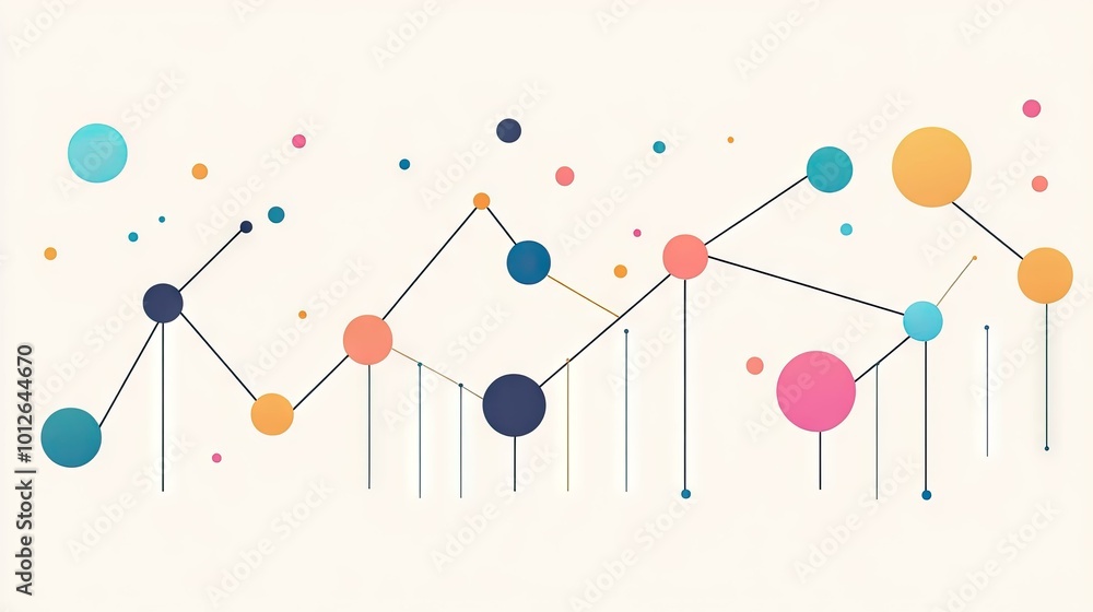 Business bar graph with connected dots, representing growth and decline ...