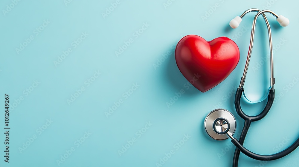 Heart and stethoscope combination on a clean background, highlighting ...