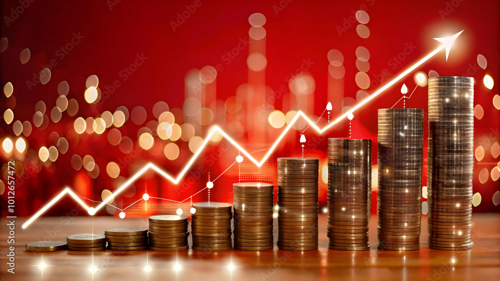 Business graph silhouette over bokeh digital art concept as A ...