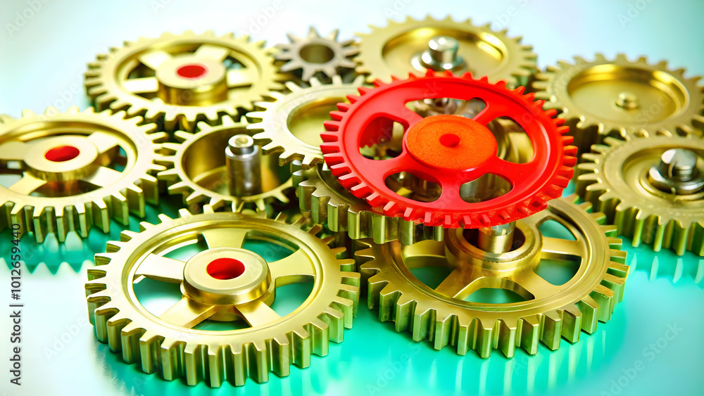 Levitating golden gears symbolizing efficient business processes ...