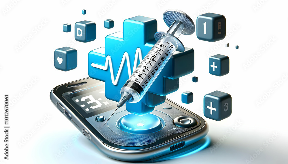 3D Hovering Insulin Syringe and Blood Glucose Chart Concept - Precision ...