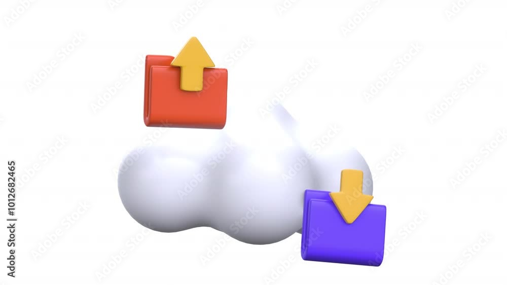 Animated 3D Cloud File Transfer upload and download folders with ...