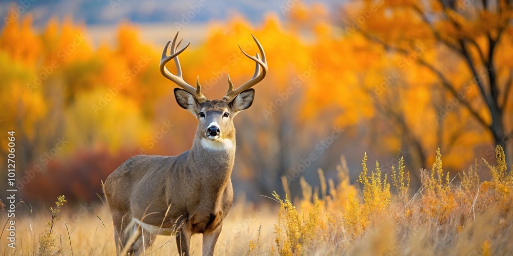 Forced perspective photo of a buck whitetail deer during mating season ...
