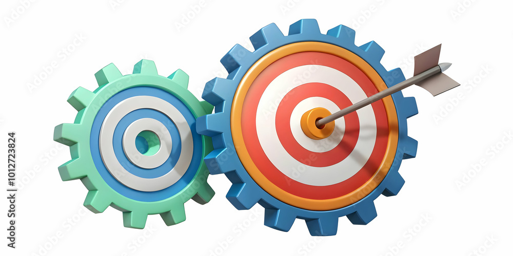 Vector illustration of a target with gears inside representing ...