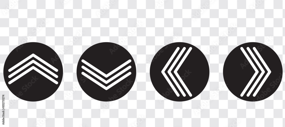 Swipe arrow right black button icon set. Application and social network scroll cursor pictogram ...